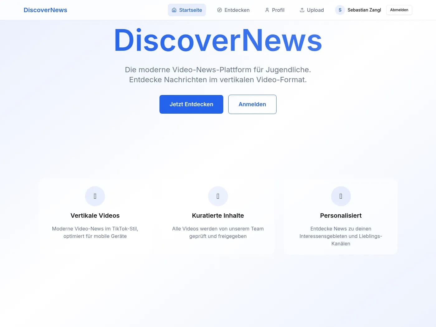 DiscoverNews – Die vertikale Video-News-Plattform für Jugendliche im modernen TikTok-Stil