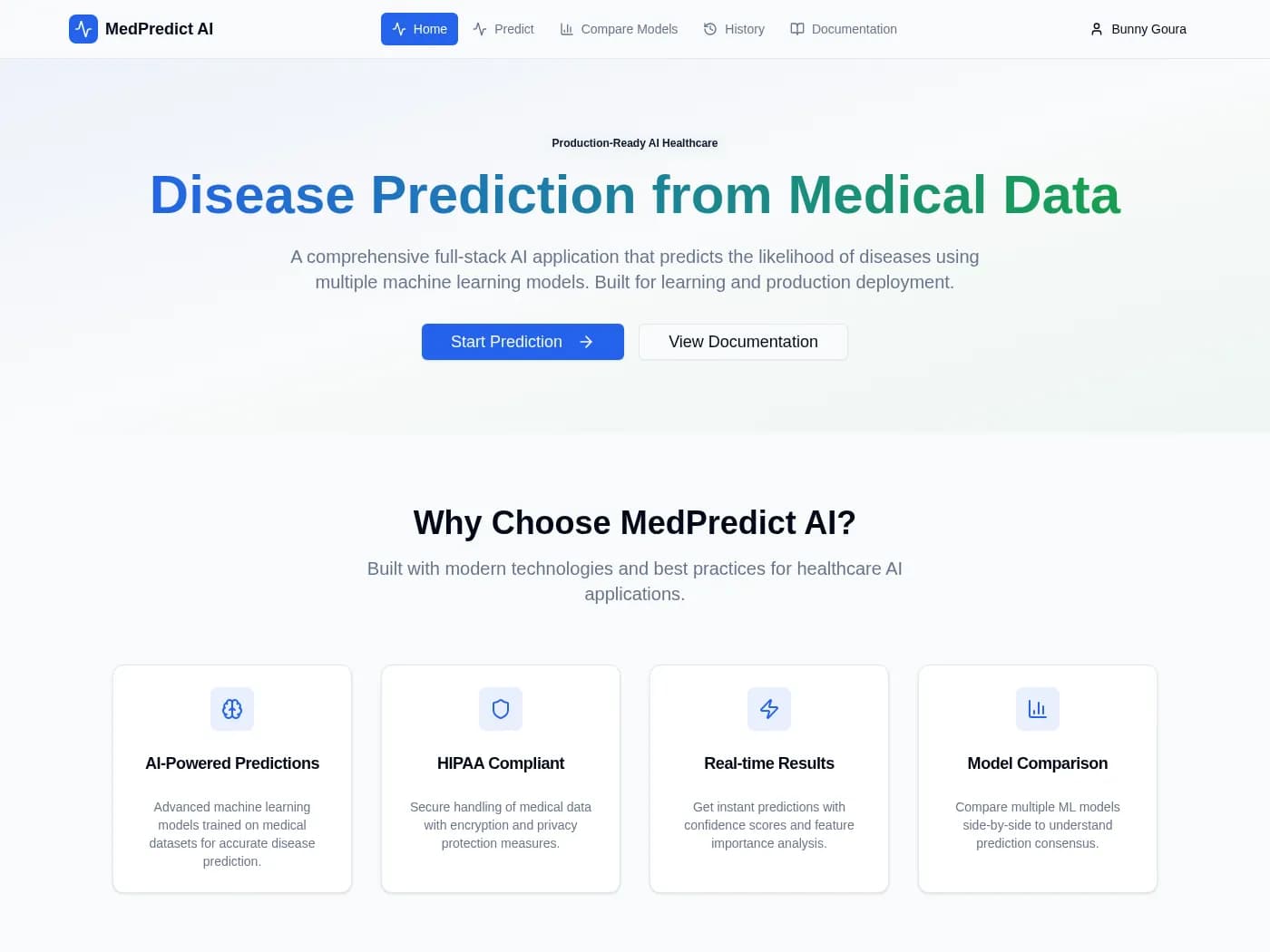 Disease Prediction from Medical Data (Full-Stack AI Web App)