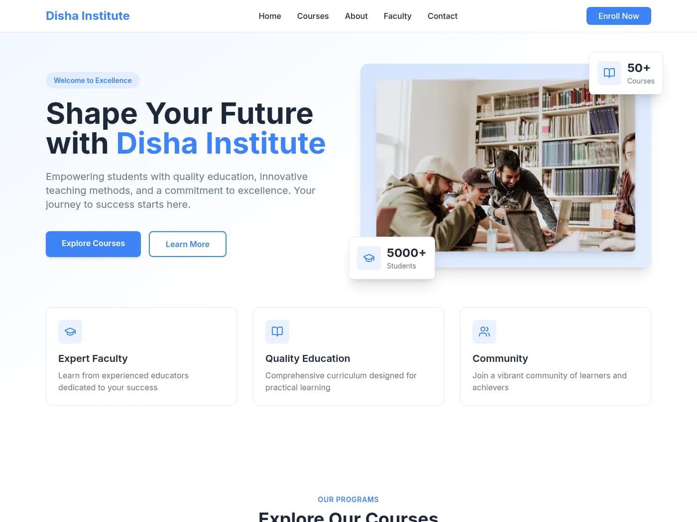 Disha Institute Website