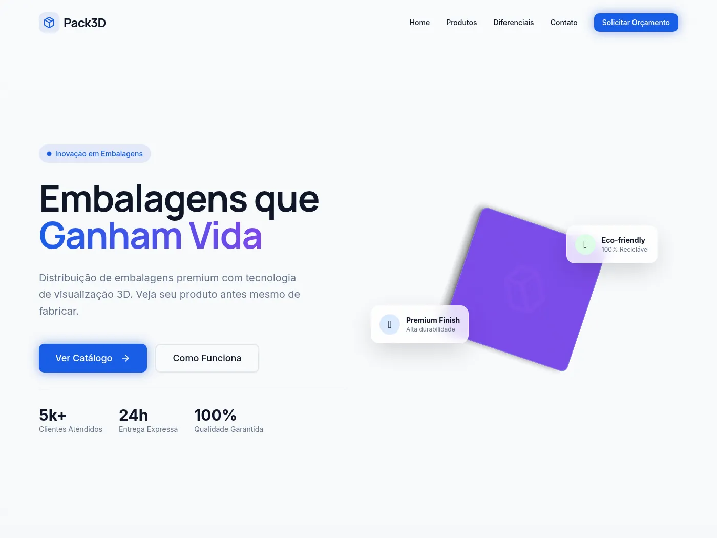 Distribuidora de Embalagens com Animações 3D