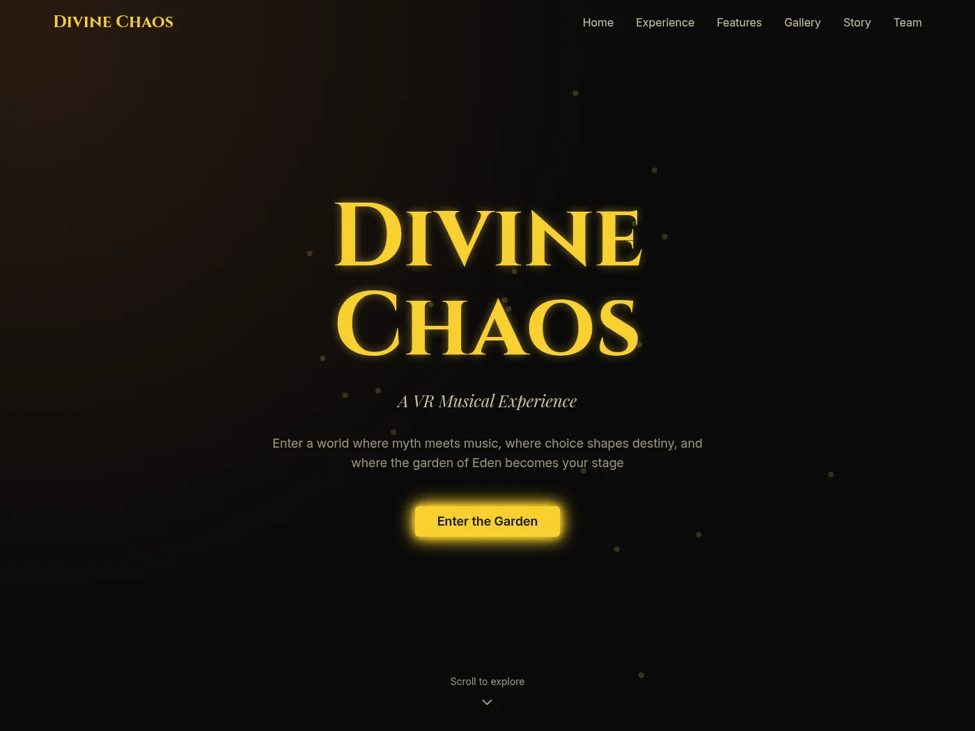 Divine Chaos Cinematic Website – A VR Eden Epic