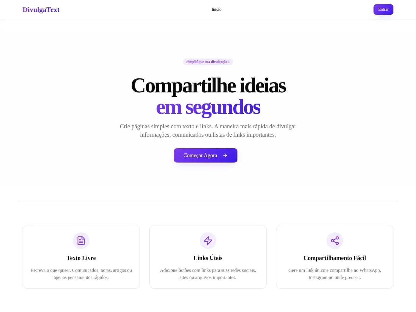 Divulgando: Plataforma para Compartilhar Textos e Links