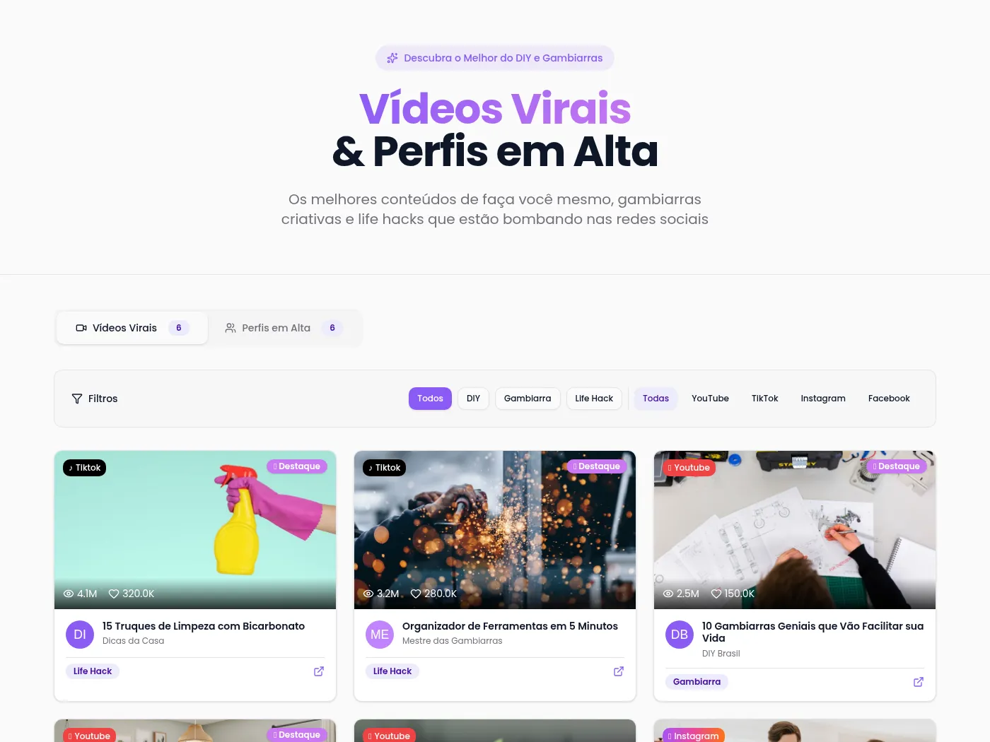 DIY Viral Videos and Trending Social Profiles App