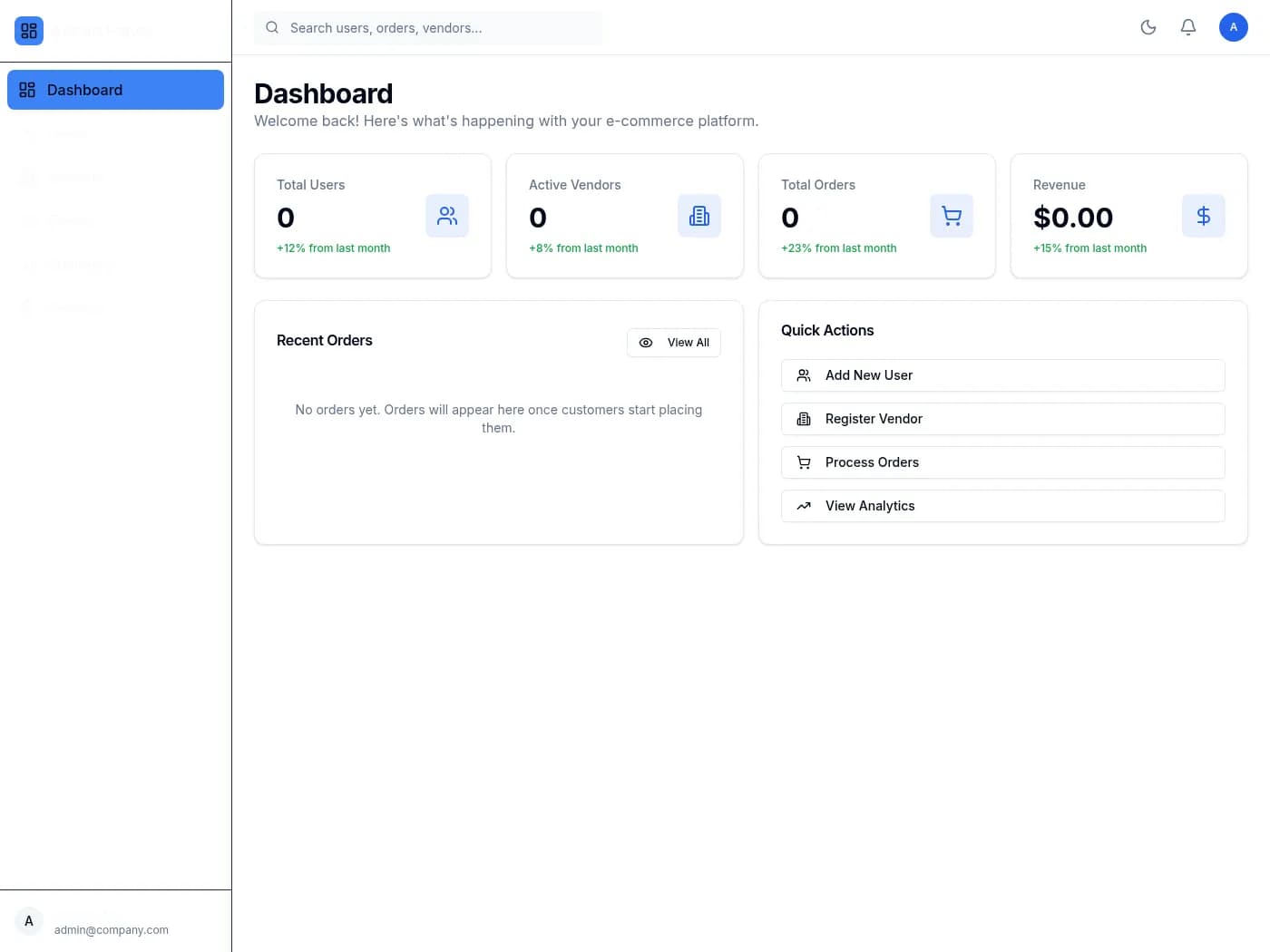 E-commerce Admin Dashboard for Django with API Integration