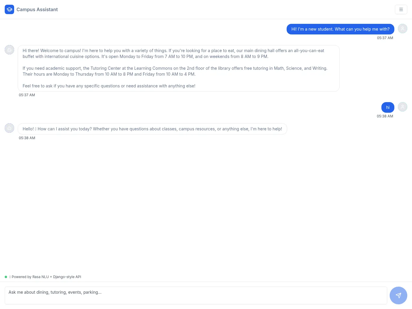 Campus Chatbot Assistant for College Students