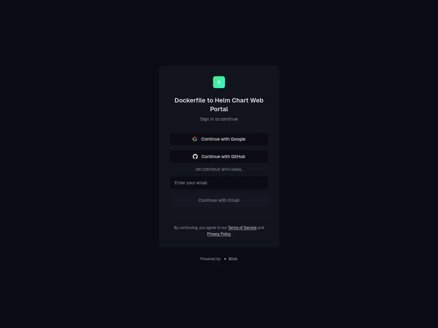 Dockerfile to Helm Chart Web Portal