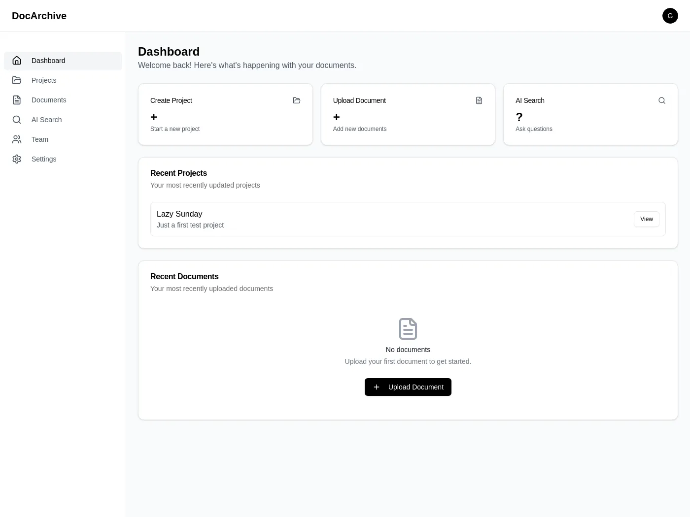 Document Archive & AI Search Platform