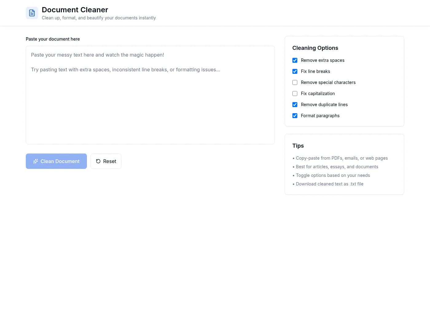 Document Cleaner