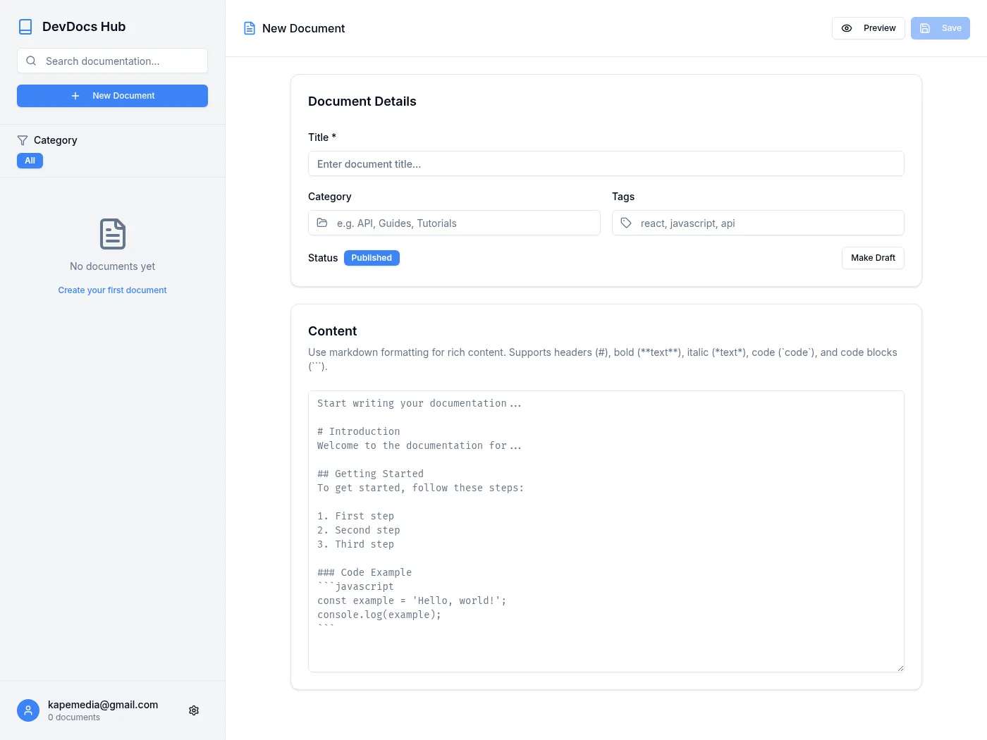 DevDocs Hub: Centralized Developer Documentation Platform