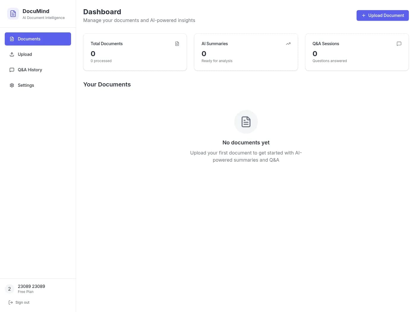 DocuMind – AI-Powered Document Summarizer and Q&A SaaS