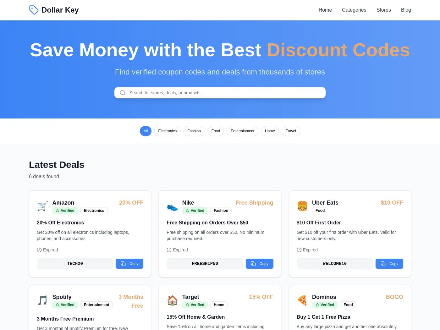 Dollar Key Clone - Discount Code Platform