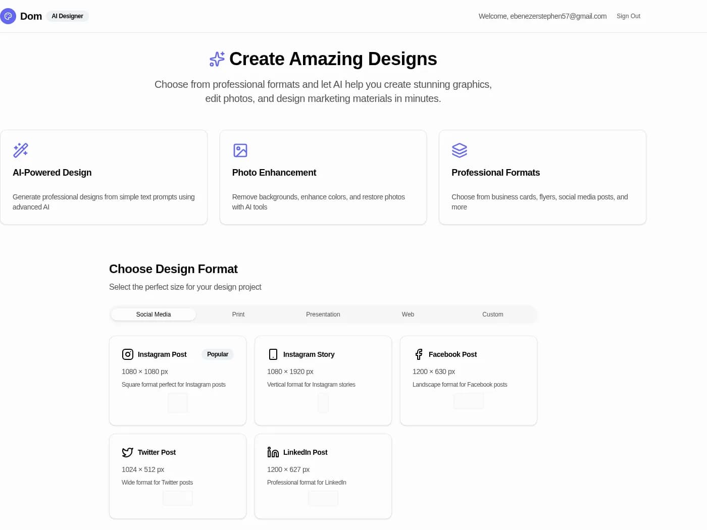Dom: AI Graphics Designer Tool