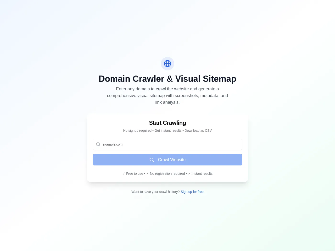 Domain Crawler & Visual Sitemap Generator