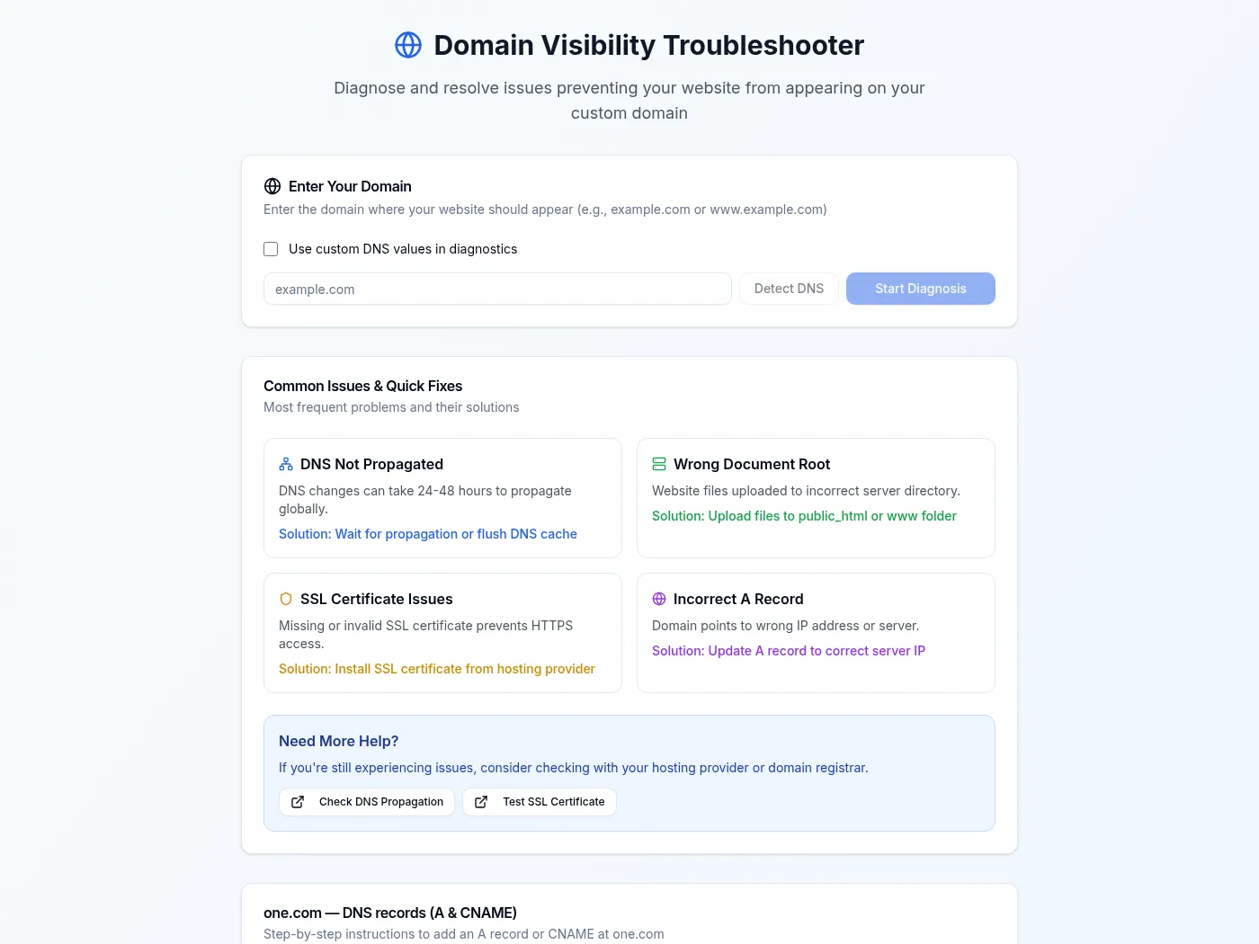 Domain Visibility Troubleshooter