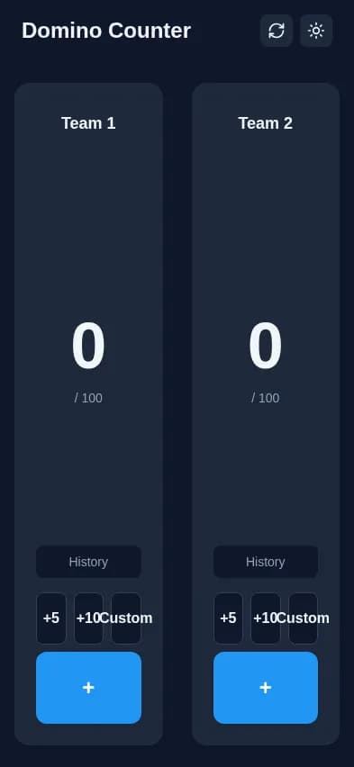 Domino Score Counter – 2v2 Domino Game Scoring App