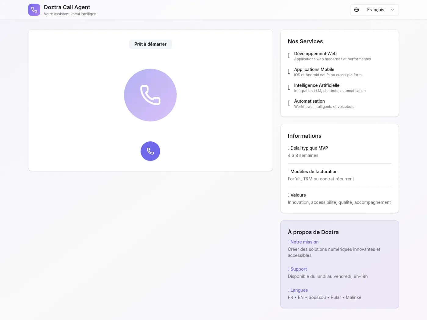 Doztra Call Agent – Intelligent Multilingual Voice Chat Assistant for Web