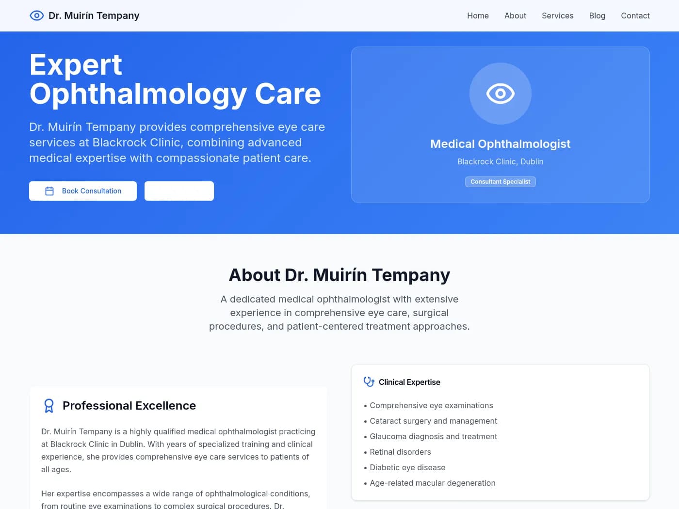 Dr. Muirín Tempany Professional Ophthalmology Website