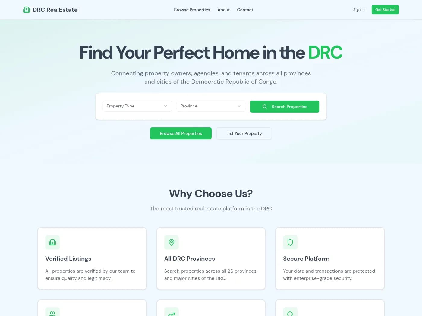 DRC Real Estate Finder Platform