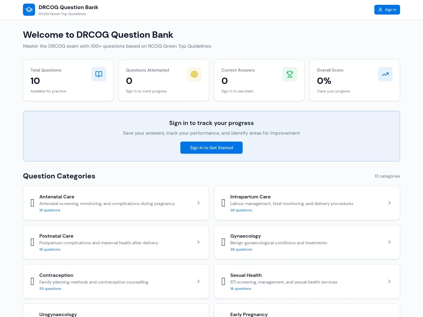 DRCOG Medical Question Bank Platform