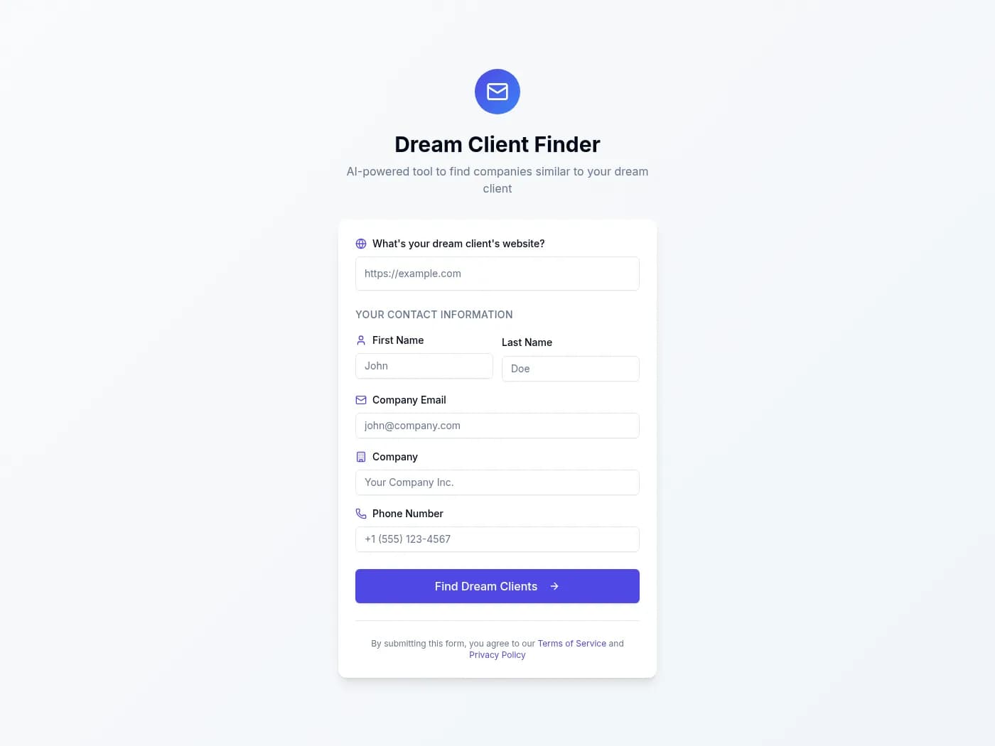 Dream Client Finder Web App