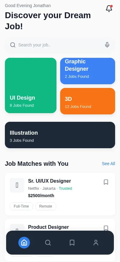 Dream Job Finder Frontend – Beautiful, Animated Career Discovery UI (React Native)