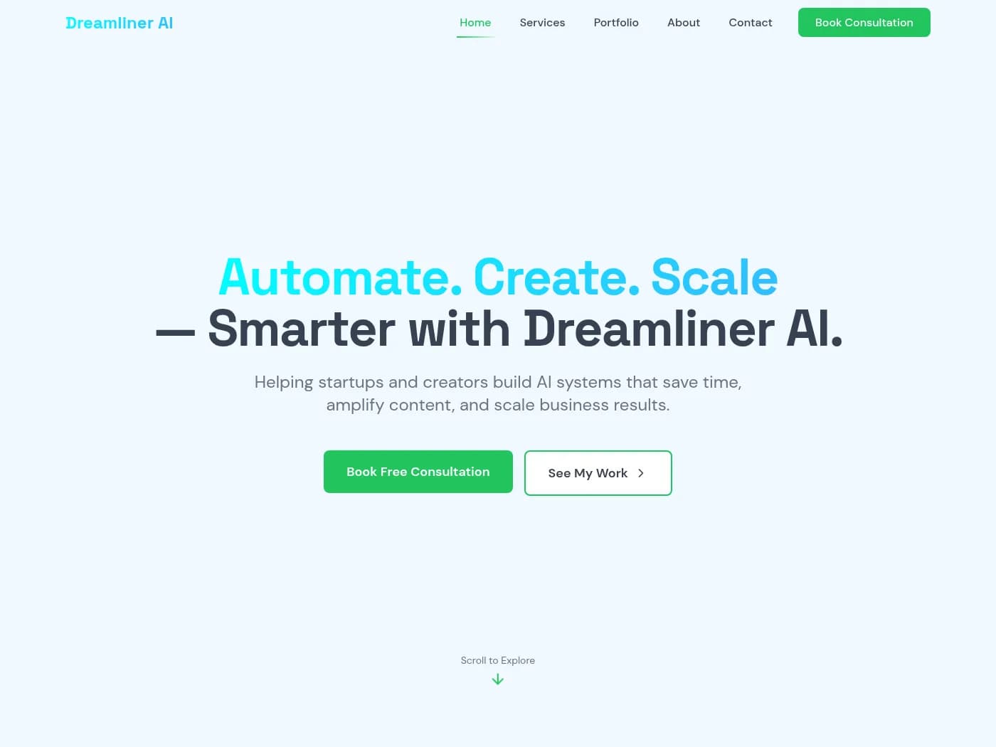 Dreamliner AI Interactive Brand Website
