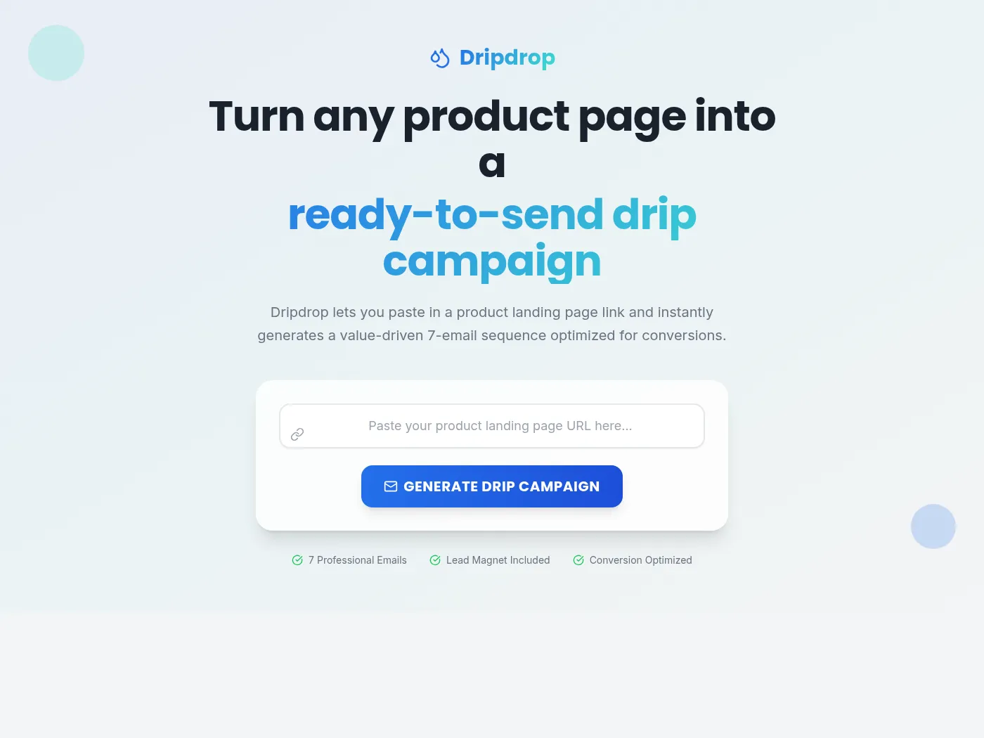 Dripdrop: Instantly Turn Any Product Page into a 7-Email Drip Campaign