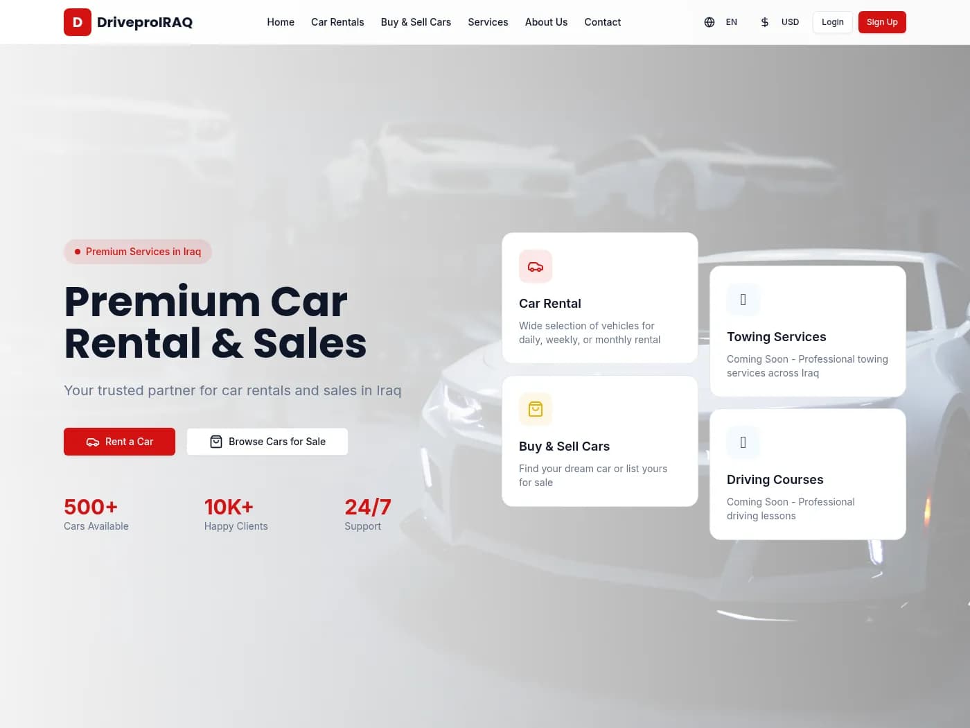 DriveproIRAQ Car Rental & Sales Platform