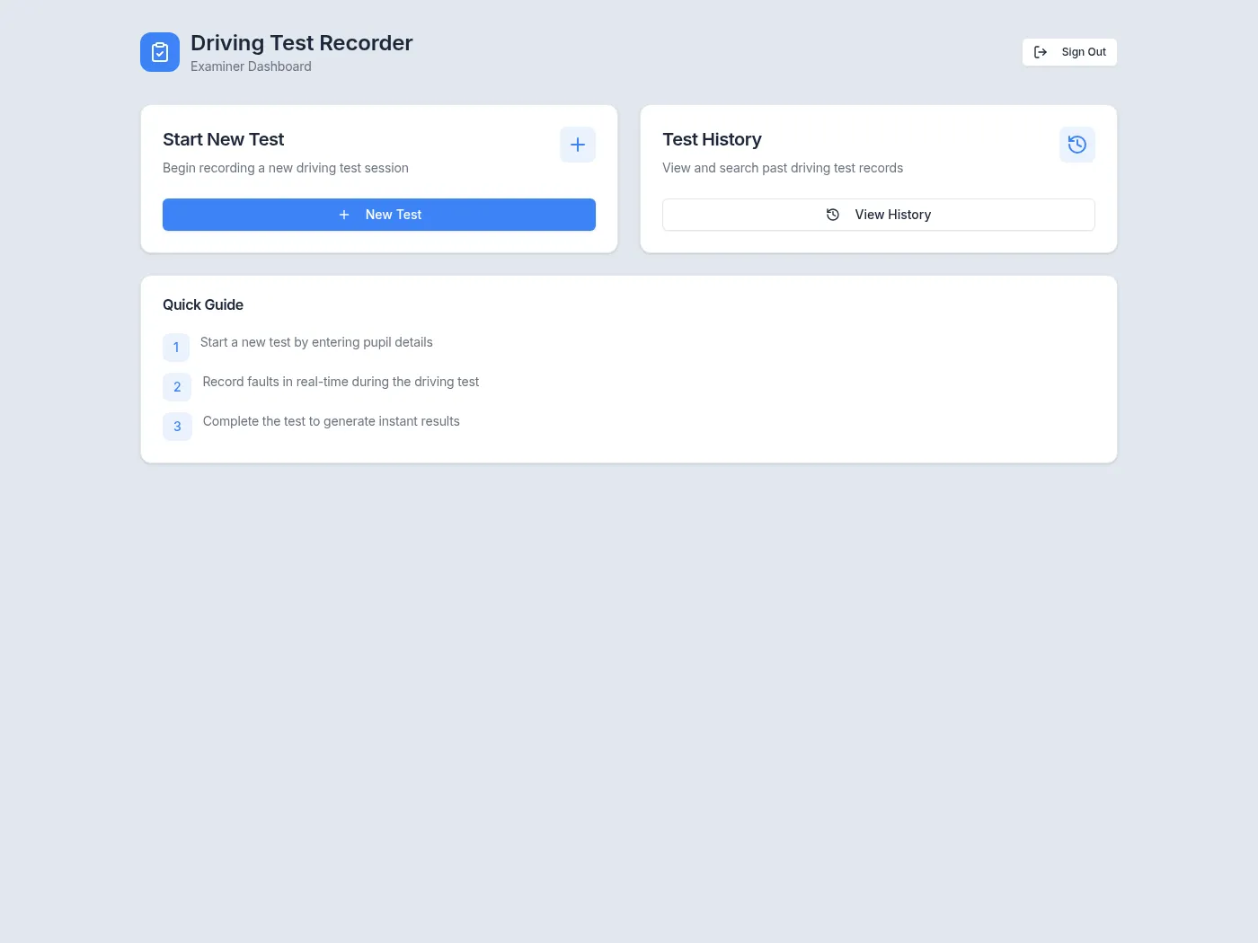 Driving Test Fault Recorder