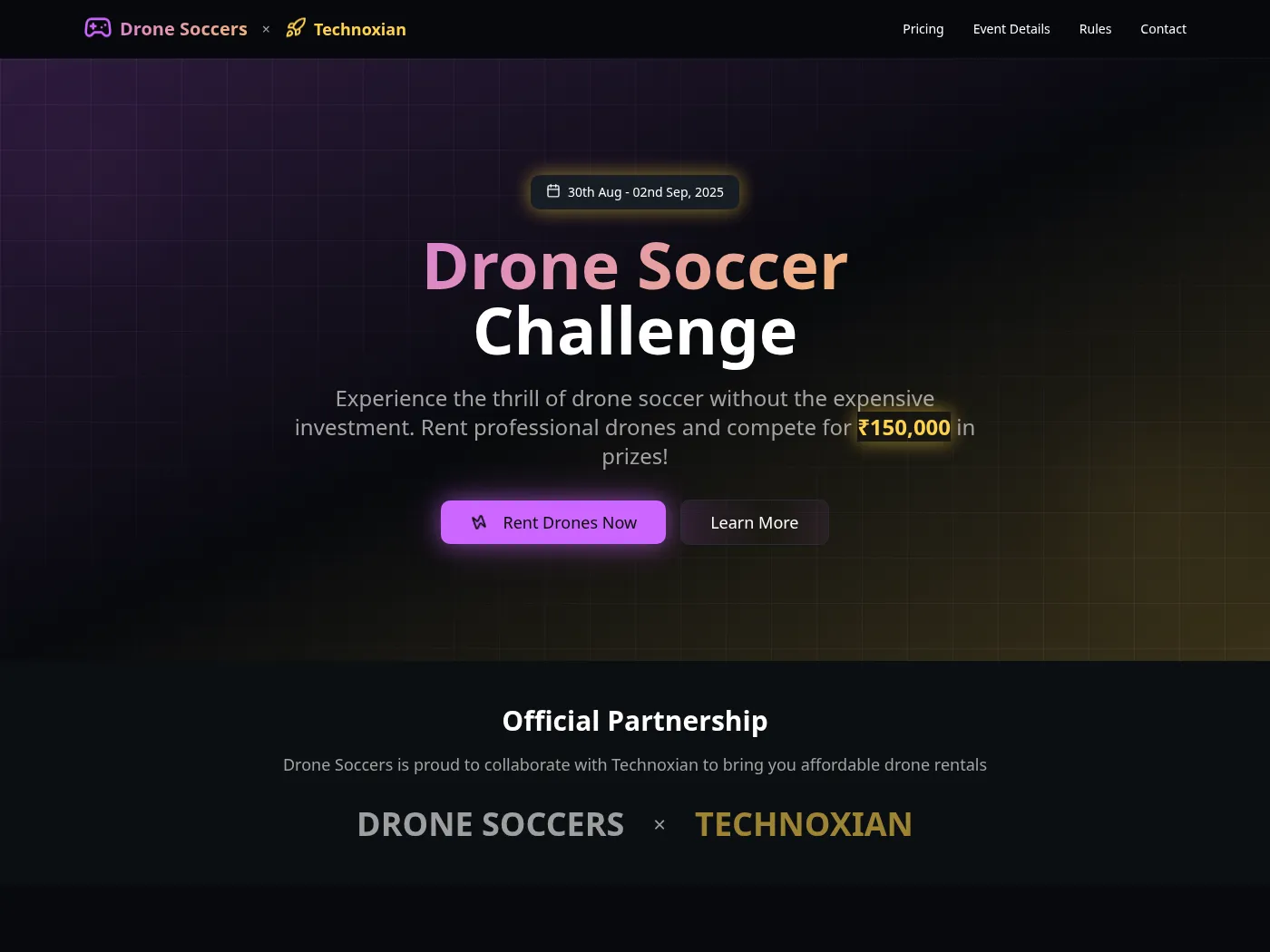 Drone Soccer Rental Platform for Technoxian Event