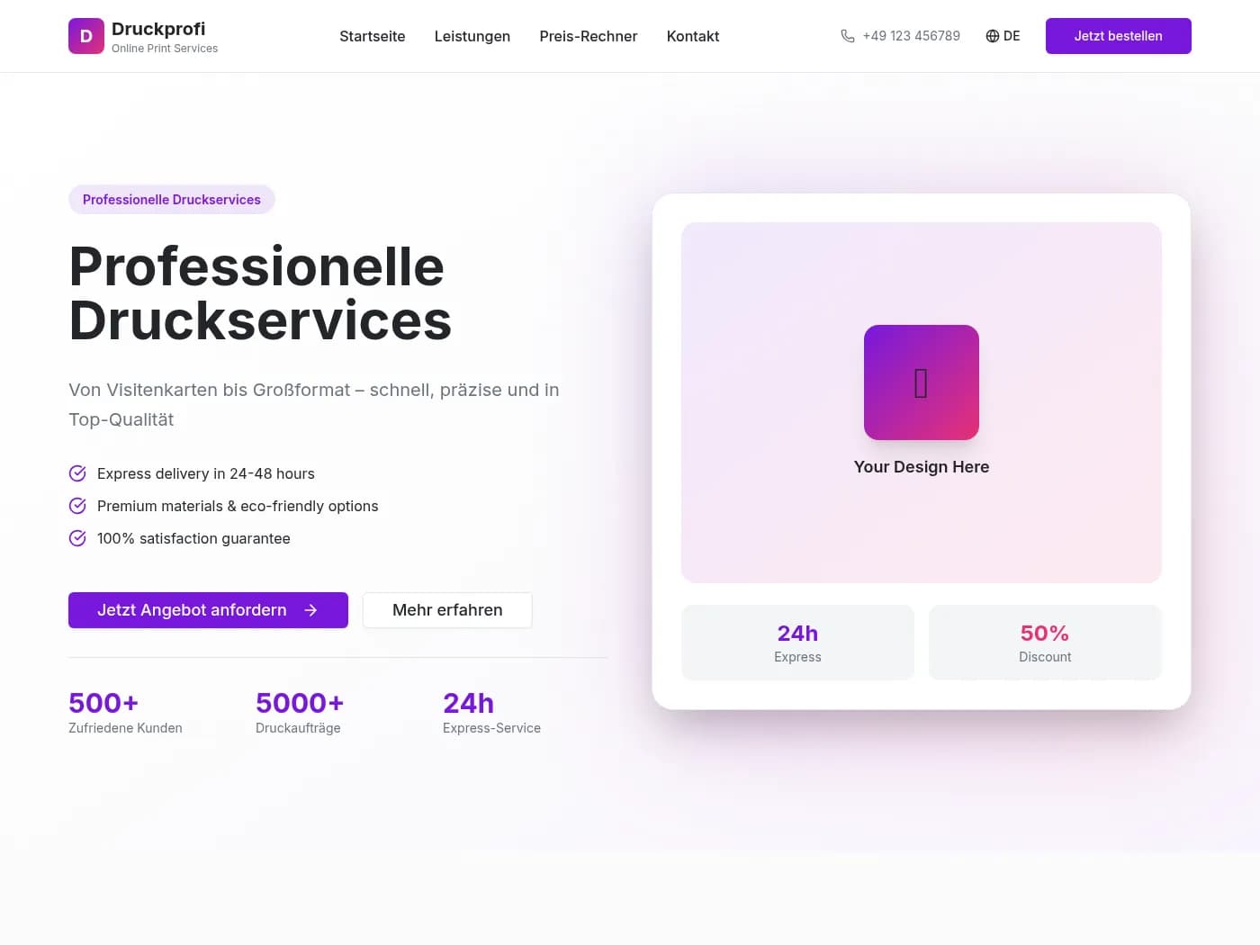 Druckprofi Online – Modern Print Services Web App