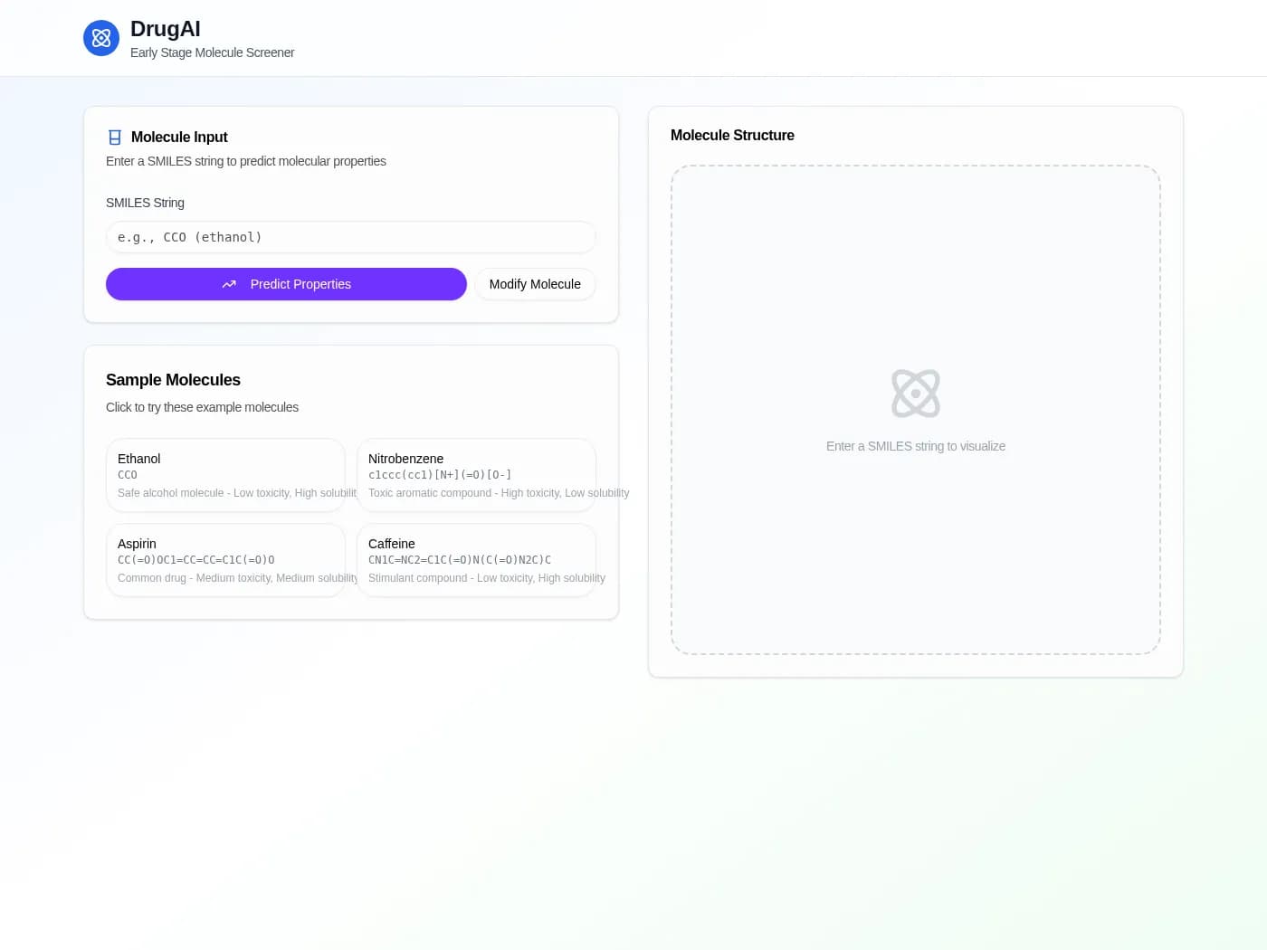 DrugAI: Early Stage Molecule Screener