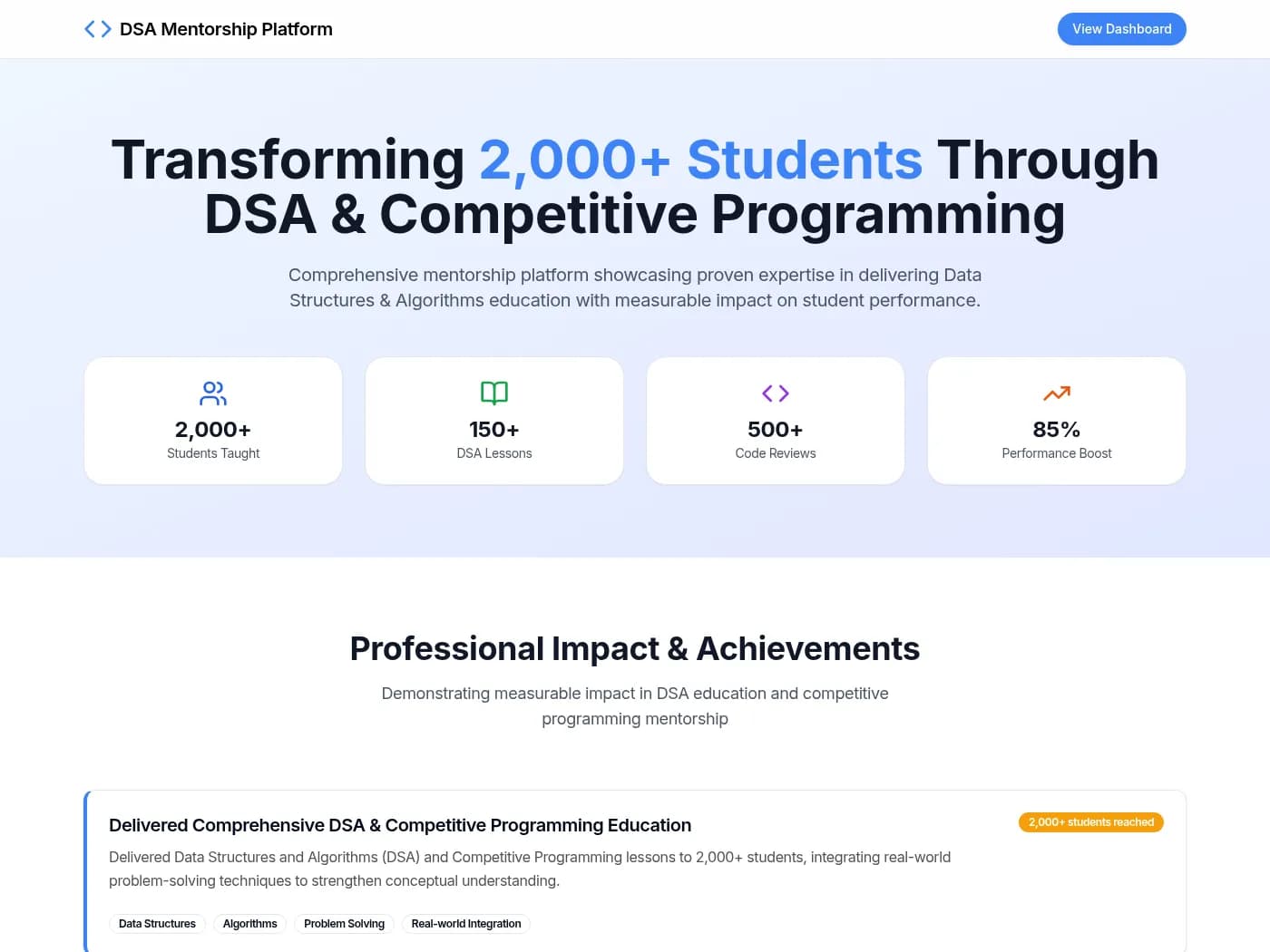 DSA & Competitive Programming Mentorship Platform