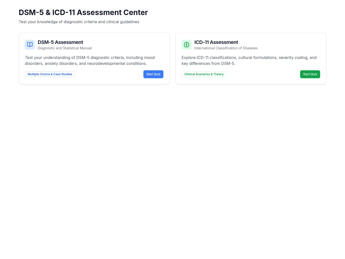 DSM-5 & ICD-11 Self-Assessment App