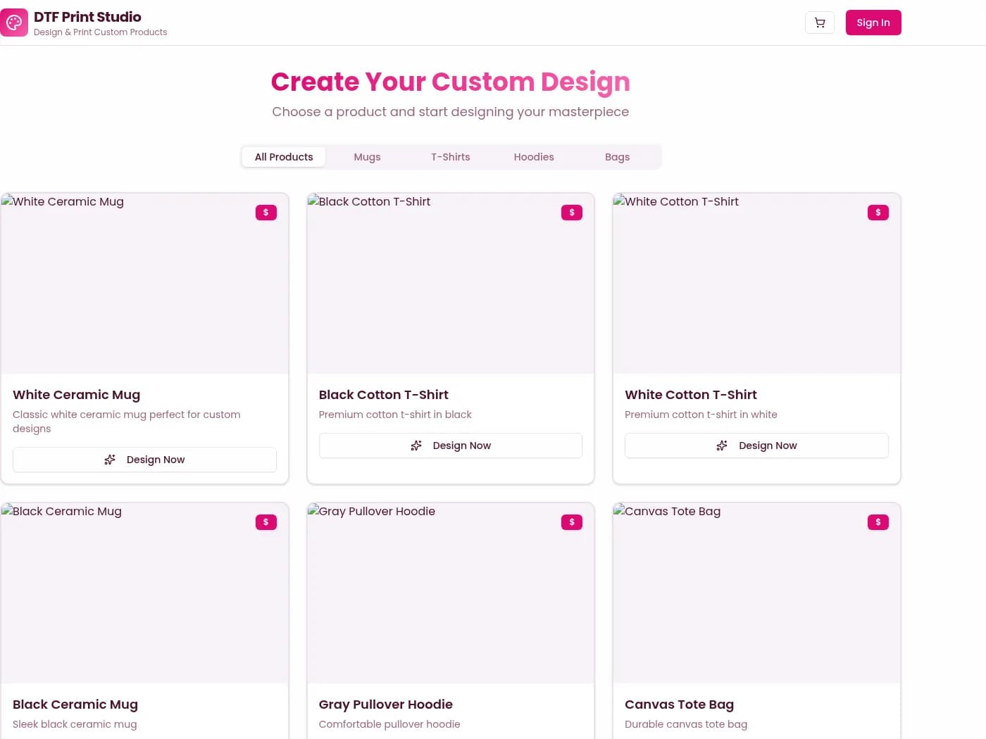 DTF Printer Design & Ecommerce Platform