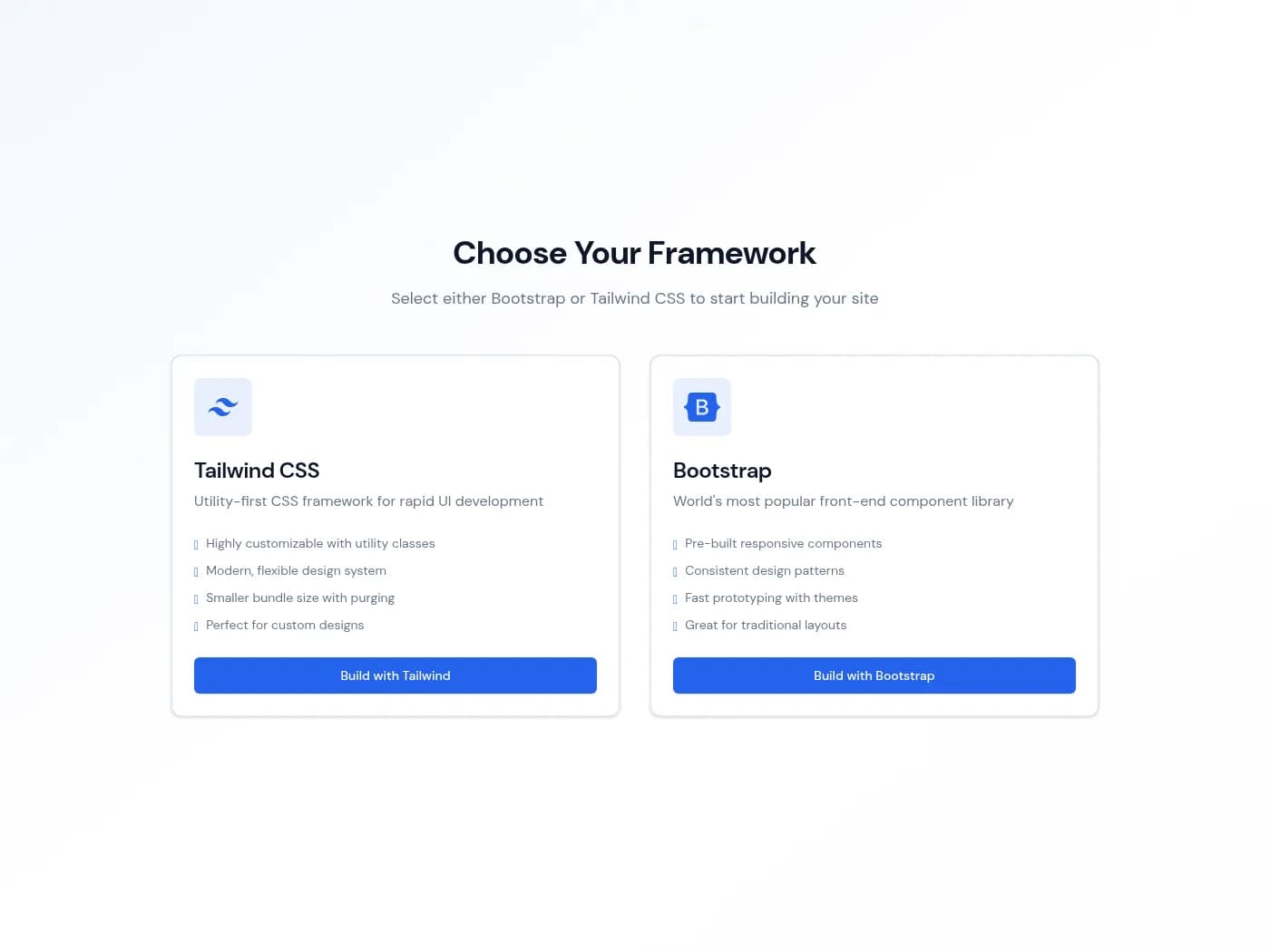 Dual-Framework Site Builder