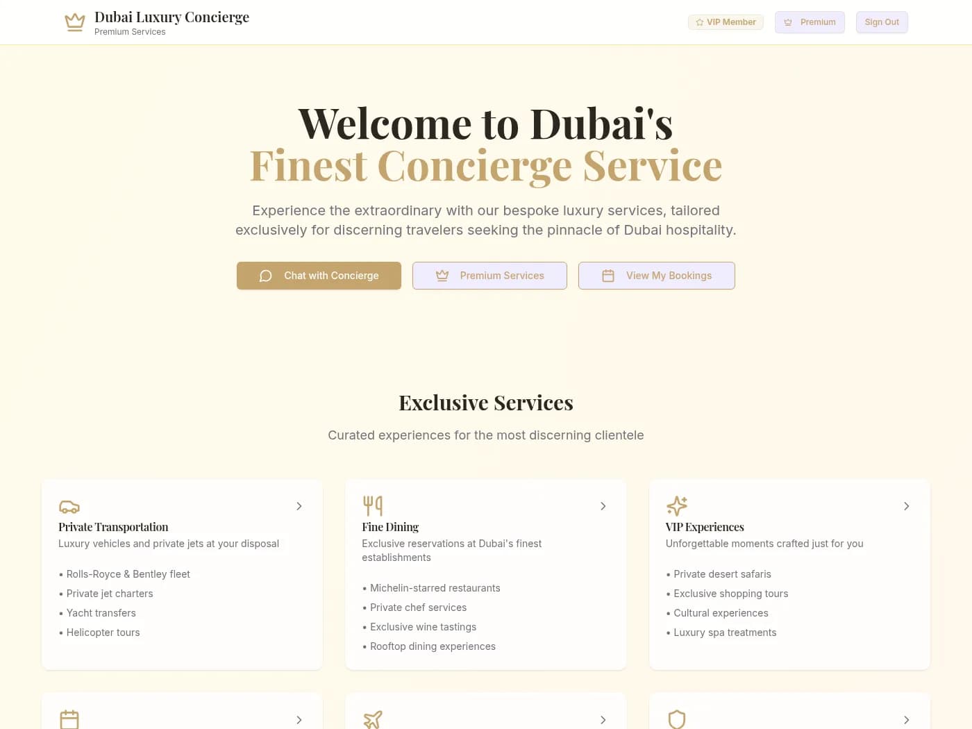 Dubai Luxury Concierge Service Platform