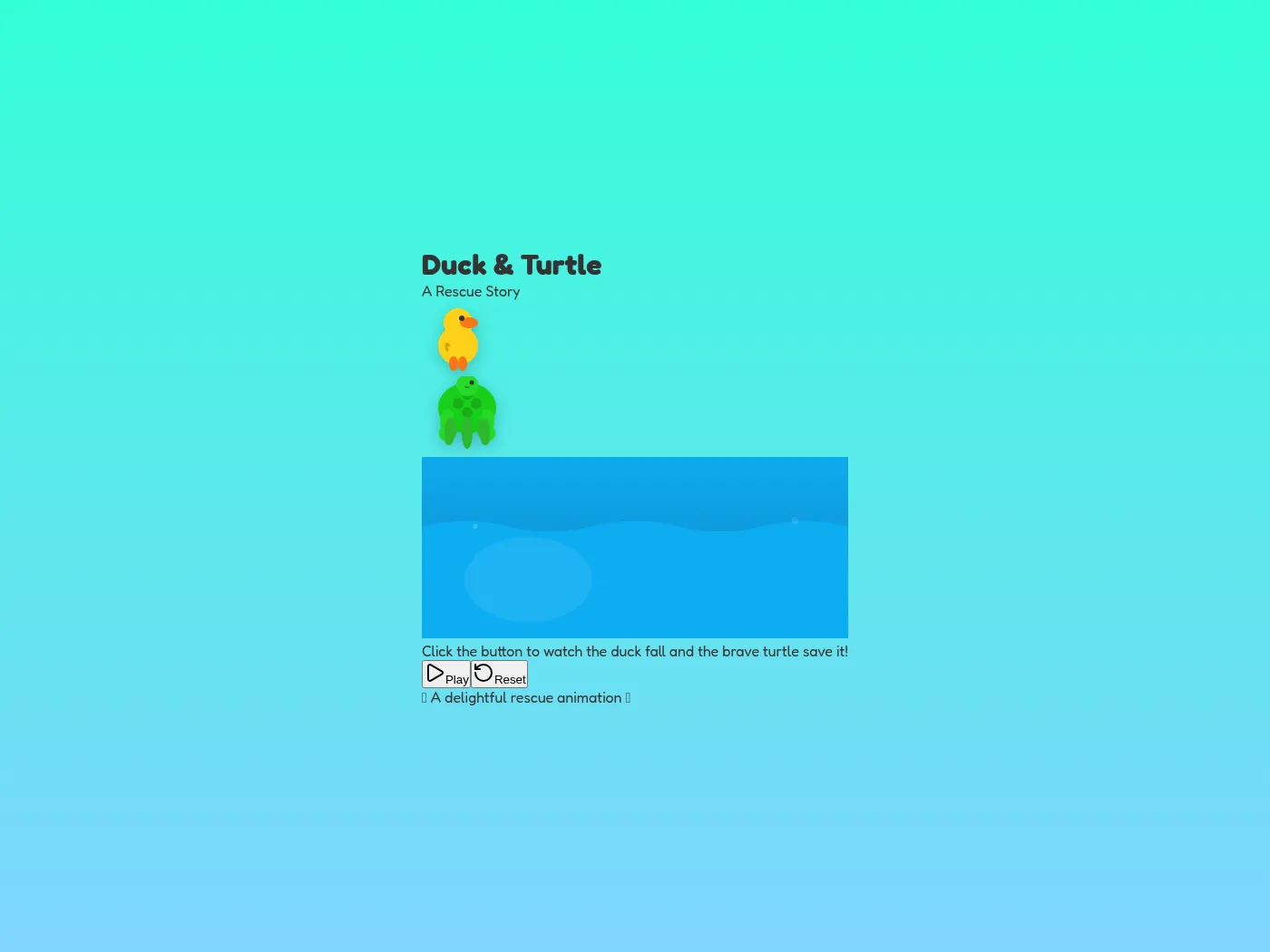 Duck and Turtle Cartoon Rescue Animation