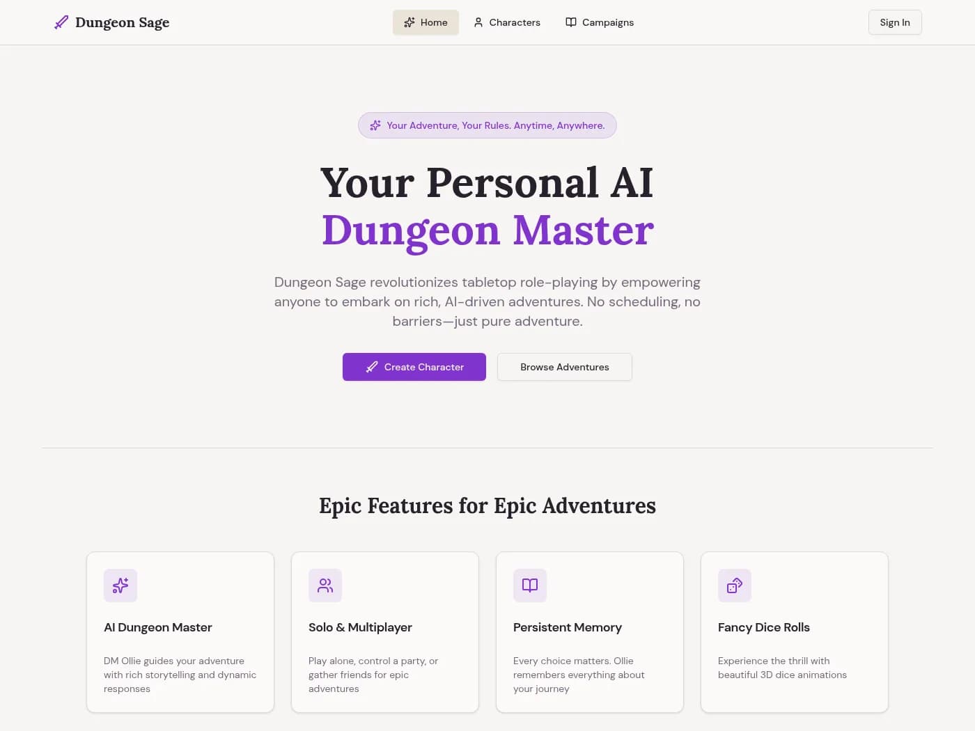 Dungeon Sage: AI-Powered TTRPG Adventure Companion
