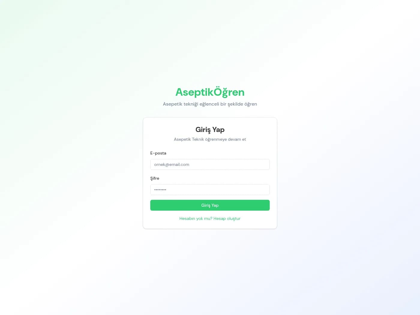 Duolingo-Style App for Teaching Asepetik Tekniği in Turkish