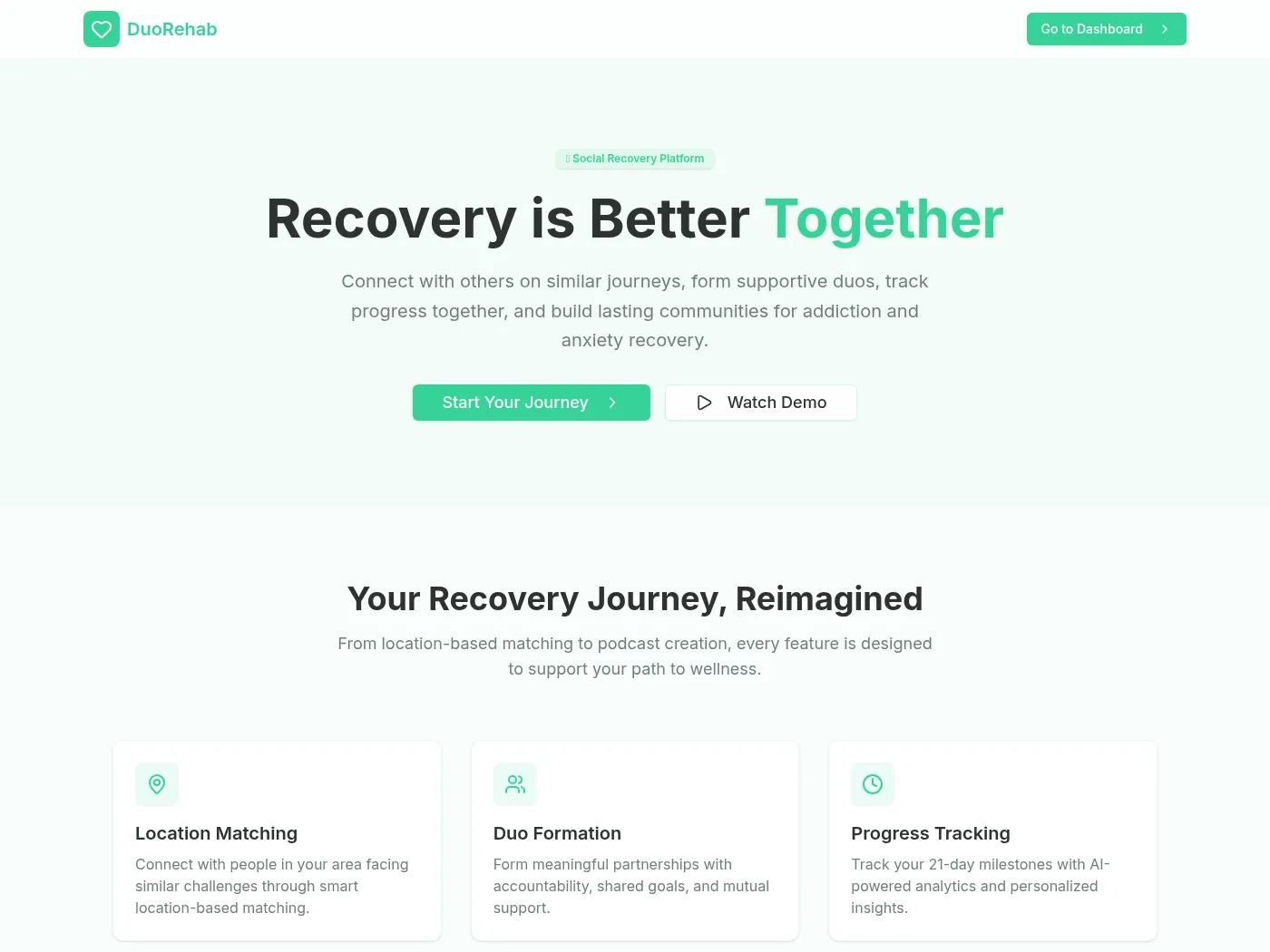 DuoRehab: Social Recovery and Addiction Support Platform