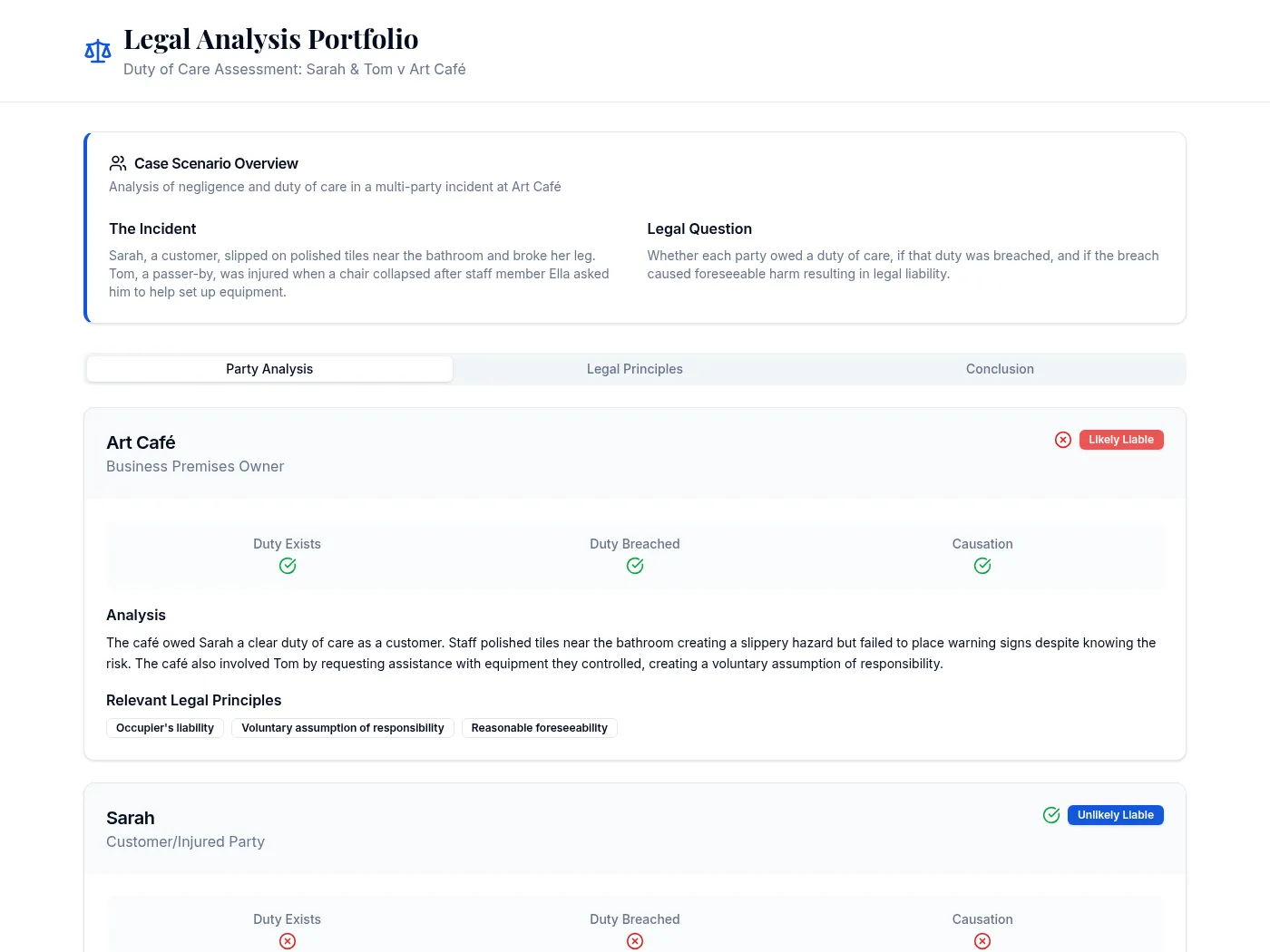 Duty of Care Legal Analysis Portfolio App