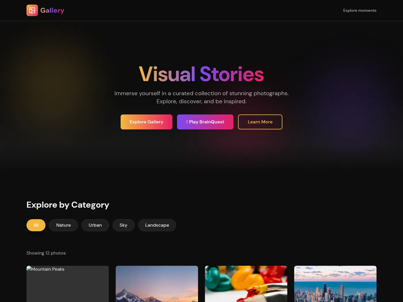 Dynamic Animated Photo Gallery Website