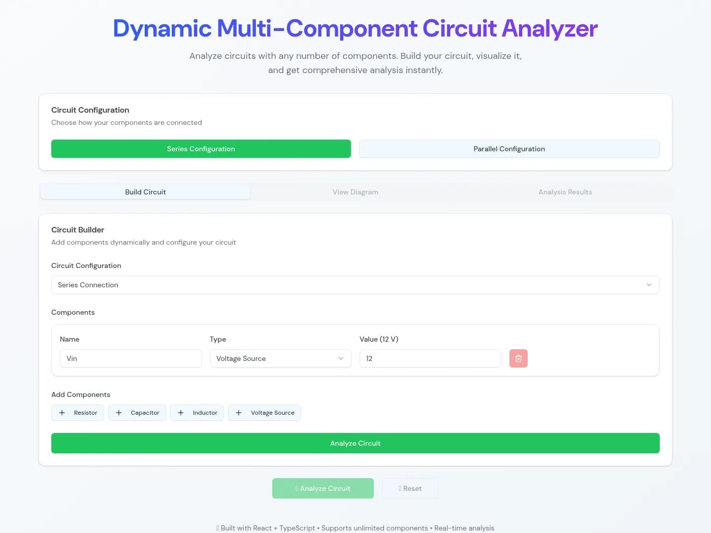 Dynamic Multi-Component Circuit Analysis & Visualization