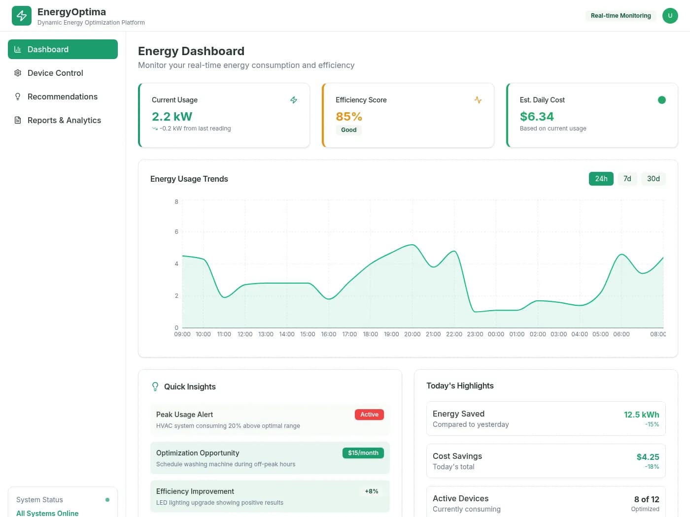 Dynamic Energy Optimization Web Platform