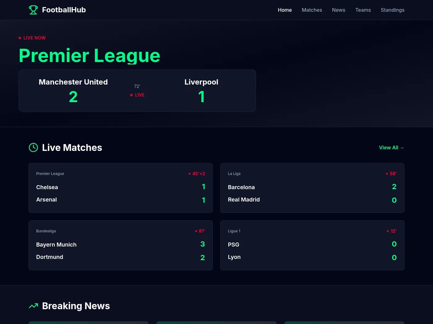 Dynamic Football Information Portal