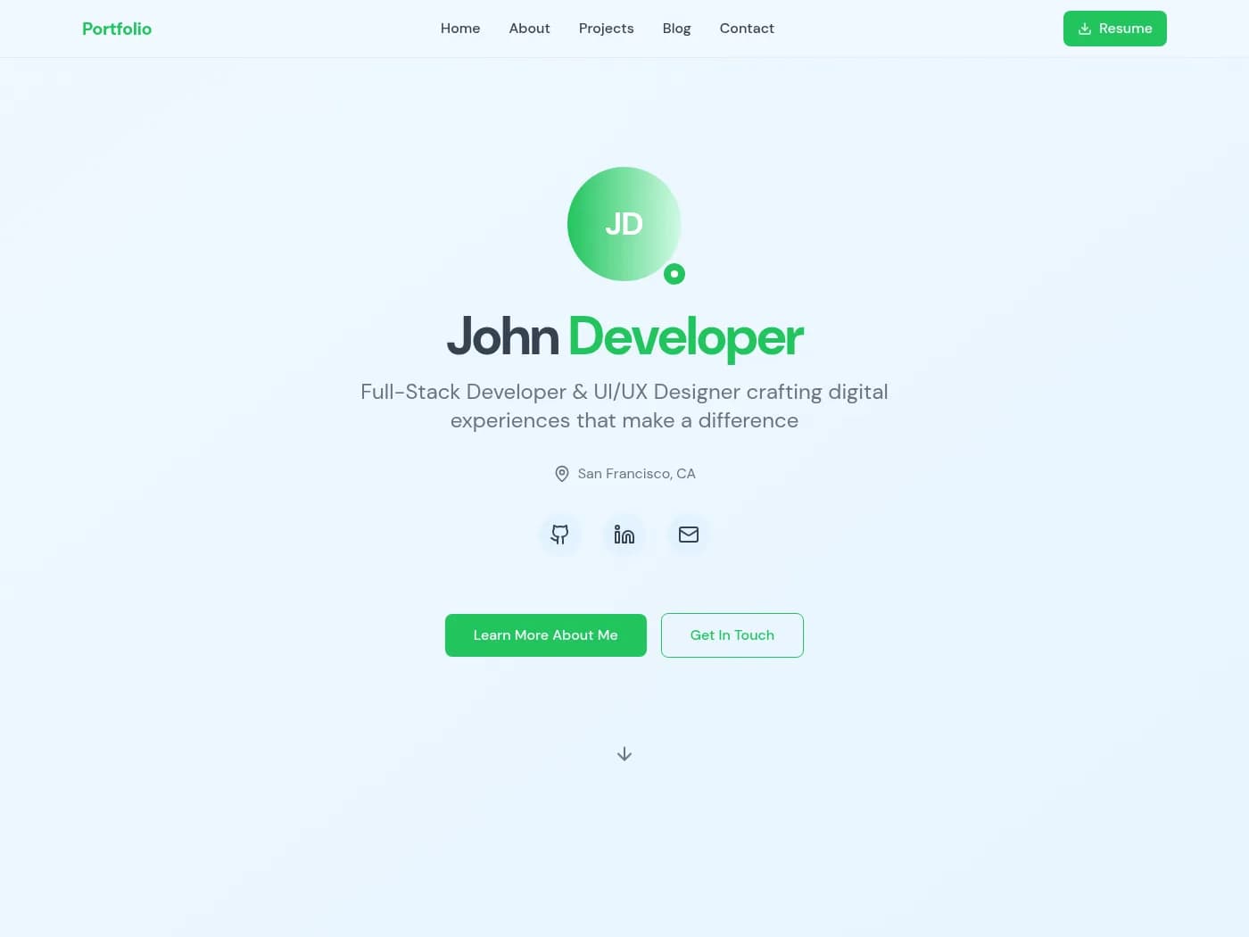 Dynamic Personal Portfolio Website with React and MySQL Backend