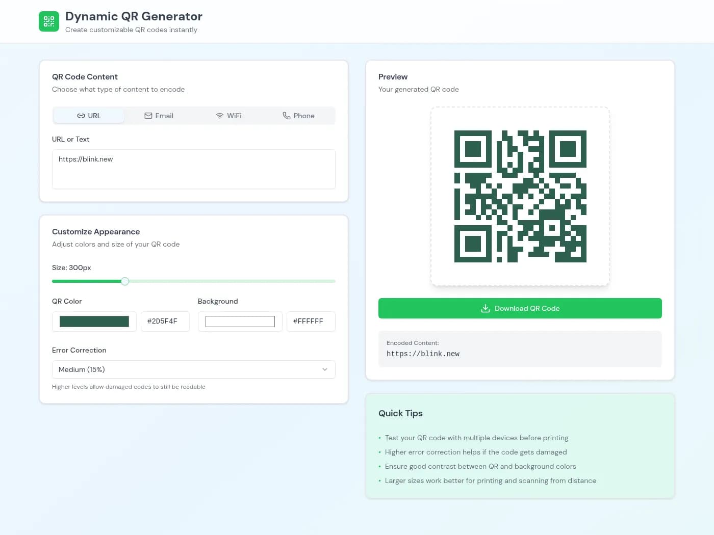 Dynamic QR Code Generator
