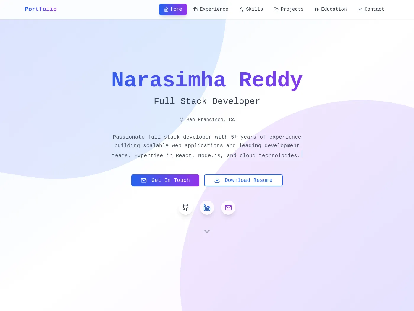 Dynamic Resume-Based Portfolio Website