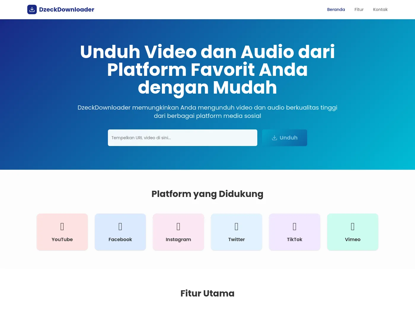 DzeckDownloader - Social Media Video & Audio Downloader Web App